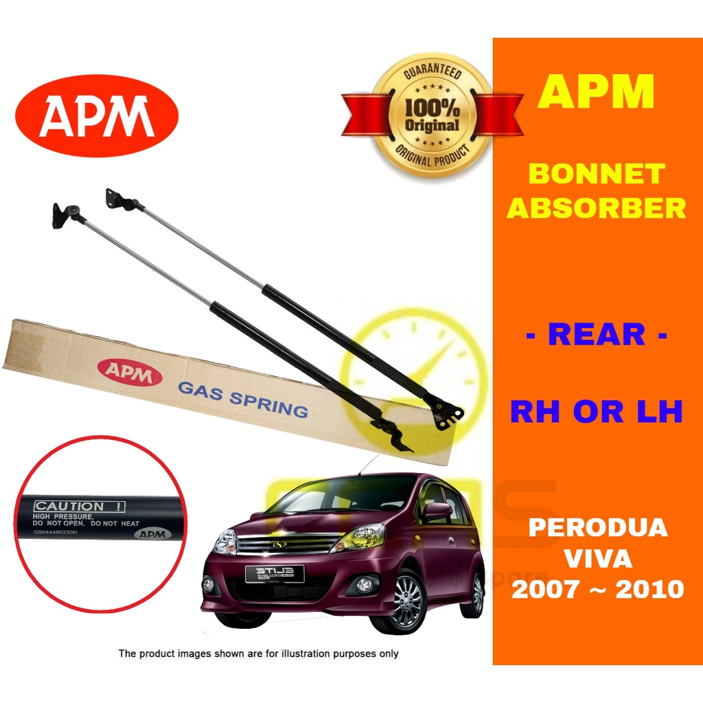 ( 100% ORIGINAL APM ) Perodua Viva Bonnet Absorber Rear RH & LH each pc ...