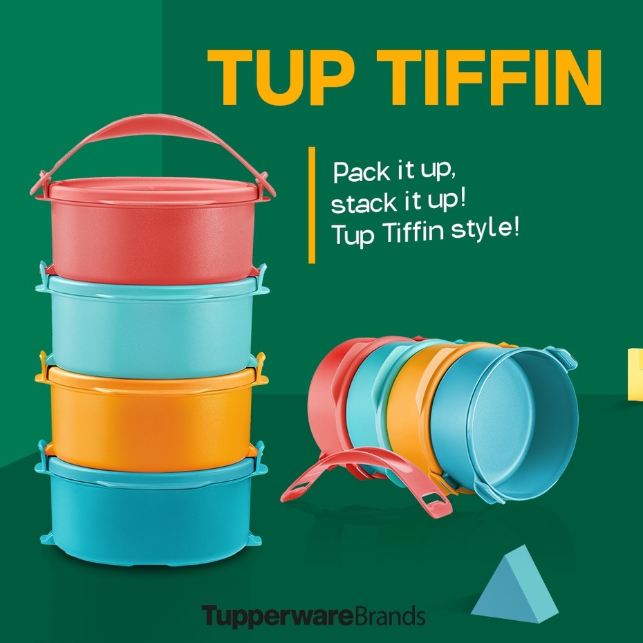 Tupperware Tup Tiffin Set (4) 550ml / Colourful Tup Tiffin Set | Shopee ...