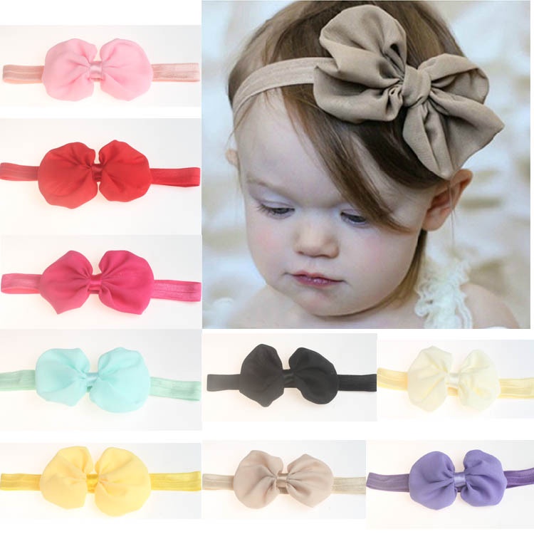 🐳Baby Ribbon Headband Infant Girl Cute Soft Elastic Bow Ribbon Hairband ...