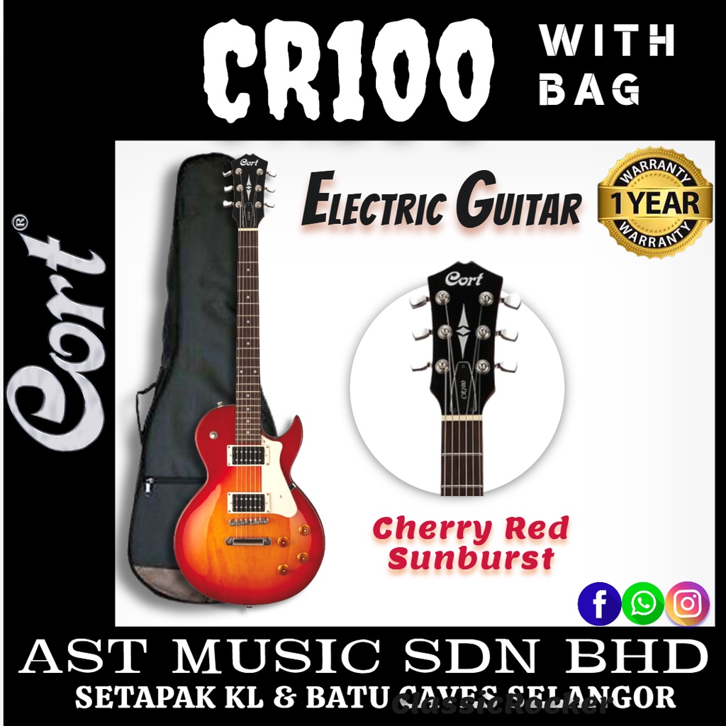 Cort CR100 Electric Guitar with Bag – Cherry Red Sunburst ( CR-100 ...