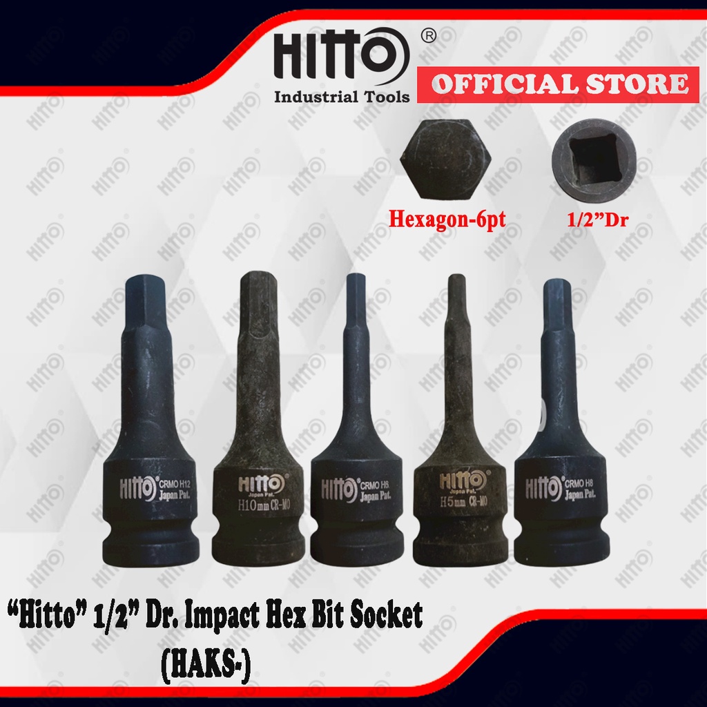 [ HITTO ] 1/2" Dr. Hex Impact Bit Socket / 1/2" Dr. Allen Key Impact ...