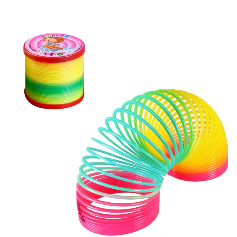 Children Colorful Magic Rainbow Spring Toy Plastic Slinky Circle Star ...