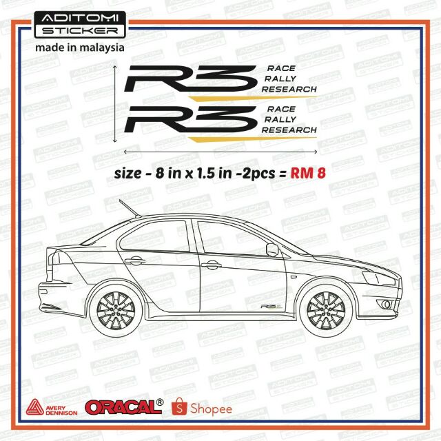 Proton R3 race rally research diecut sticker | Shopee Malaysia