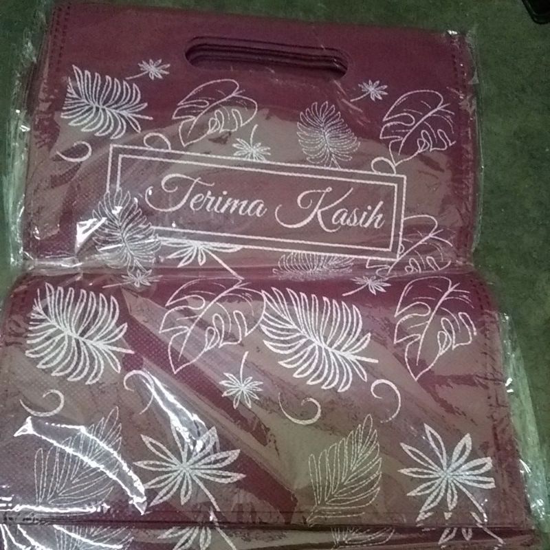 100pcs Beg Kain Beg Goodies Non-Woven Bag Corak Daun Monstera Beg ...