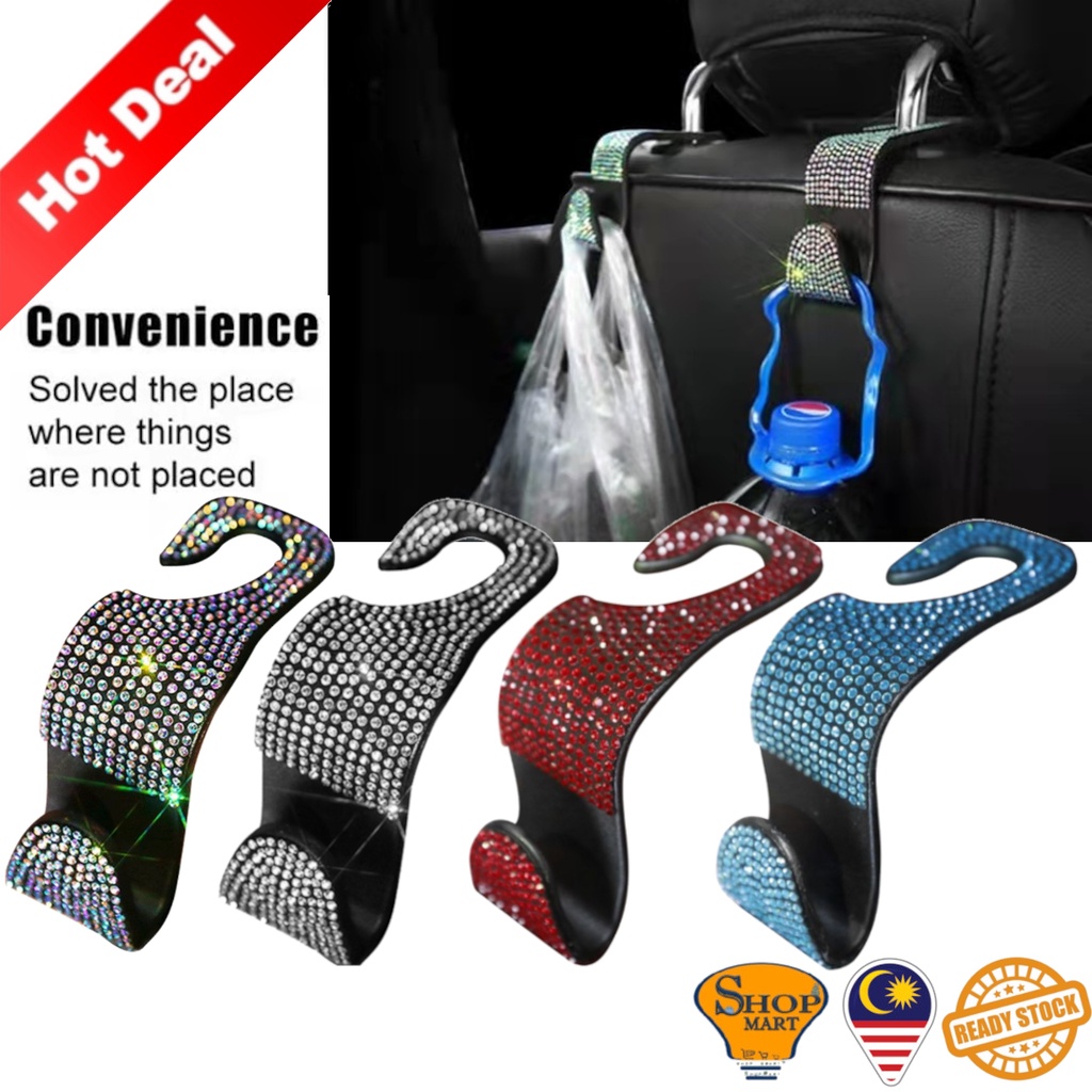 Car Seat Hook Hanger Diamond Bling Rhinestone Hook Universal Car ...