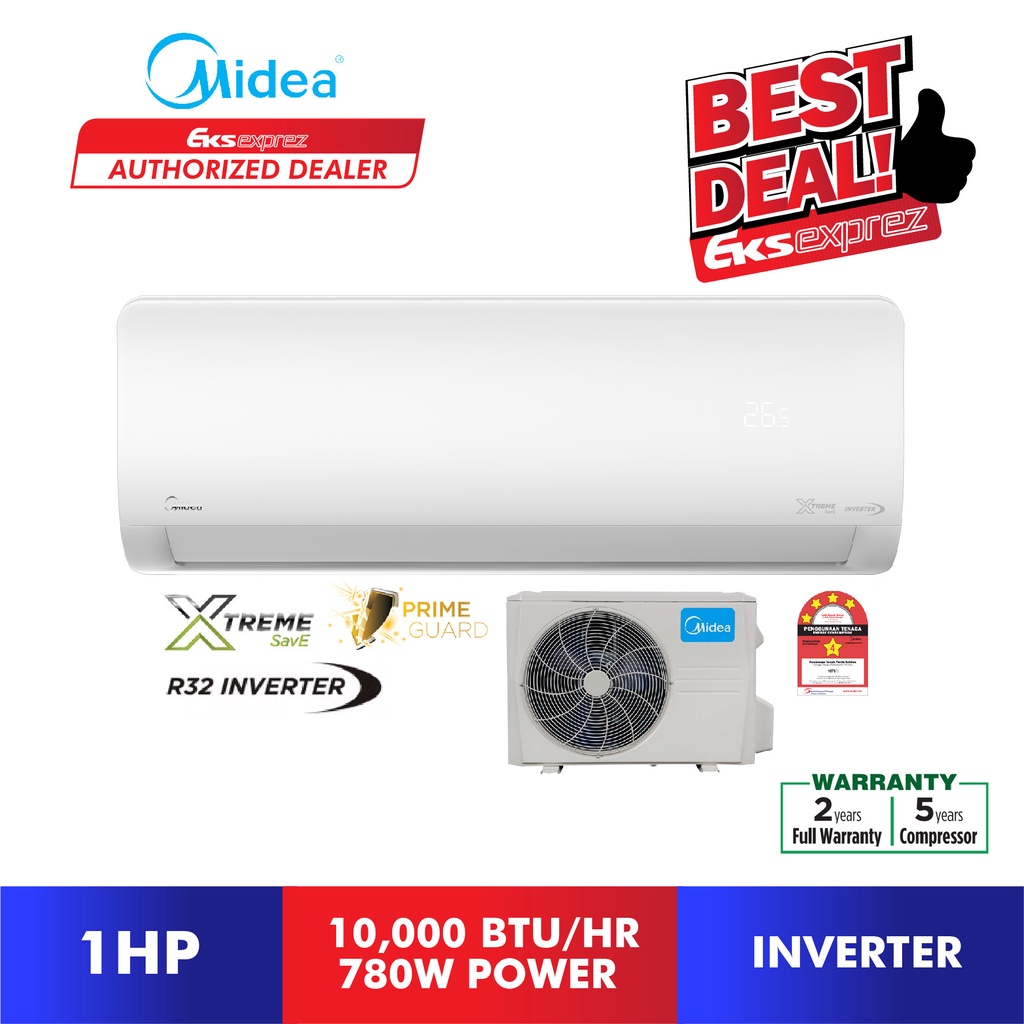 [FREE SHIPPING] Midea Xtreme Save R32 Inverter Aircond (1HP/1.5HP) MSXS-10CRDN8/MSXS-13CRDN8 ...