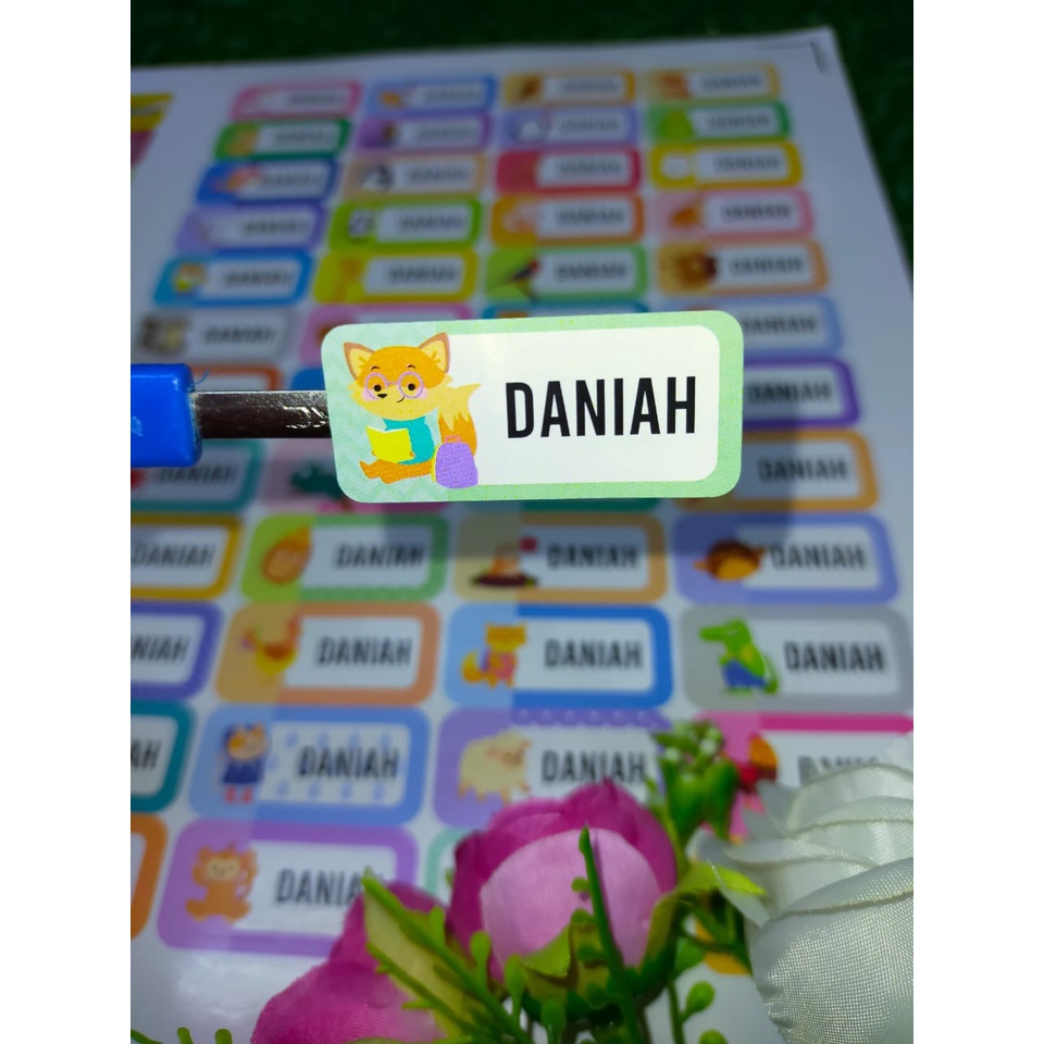 Name Sticker Waterproof, Cartoon Name Sticker, Sticker Nama Kartun ...