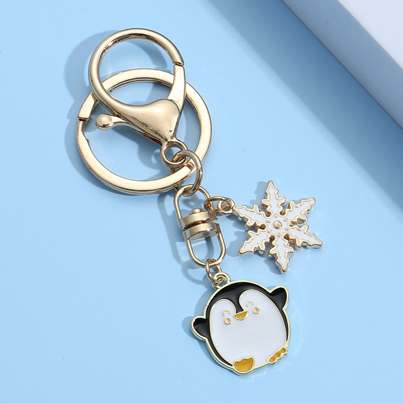 New Design Keychain Lovely Penguin Snowflake Key Ring Enamel Key Chains ...
