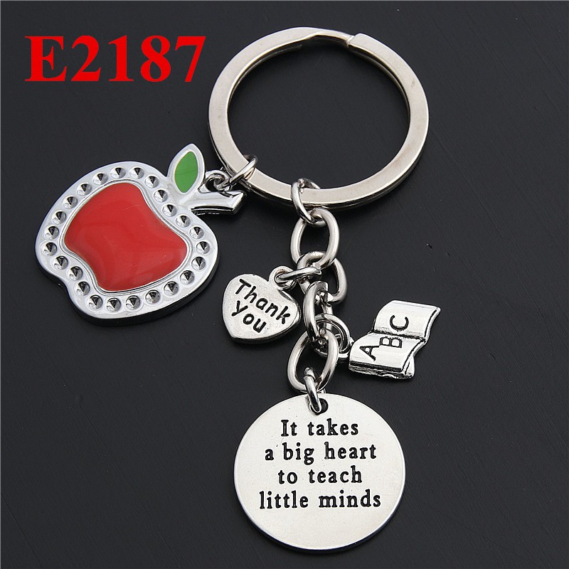 Hot Sale apple Key Ring Teacher Gift Key chain Handmade DIY Jewelry ...
