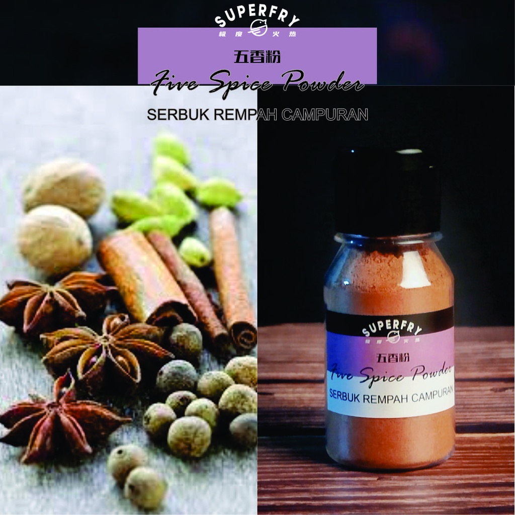 SUPERFRY FIVE SPICE POWDER with Flip top cap plastic spice bottle - 50g ...