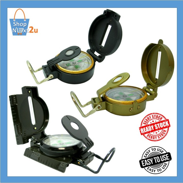 Lensatic Compass | Military | Hiking | Camping | Metal | Plastic | Army ...