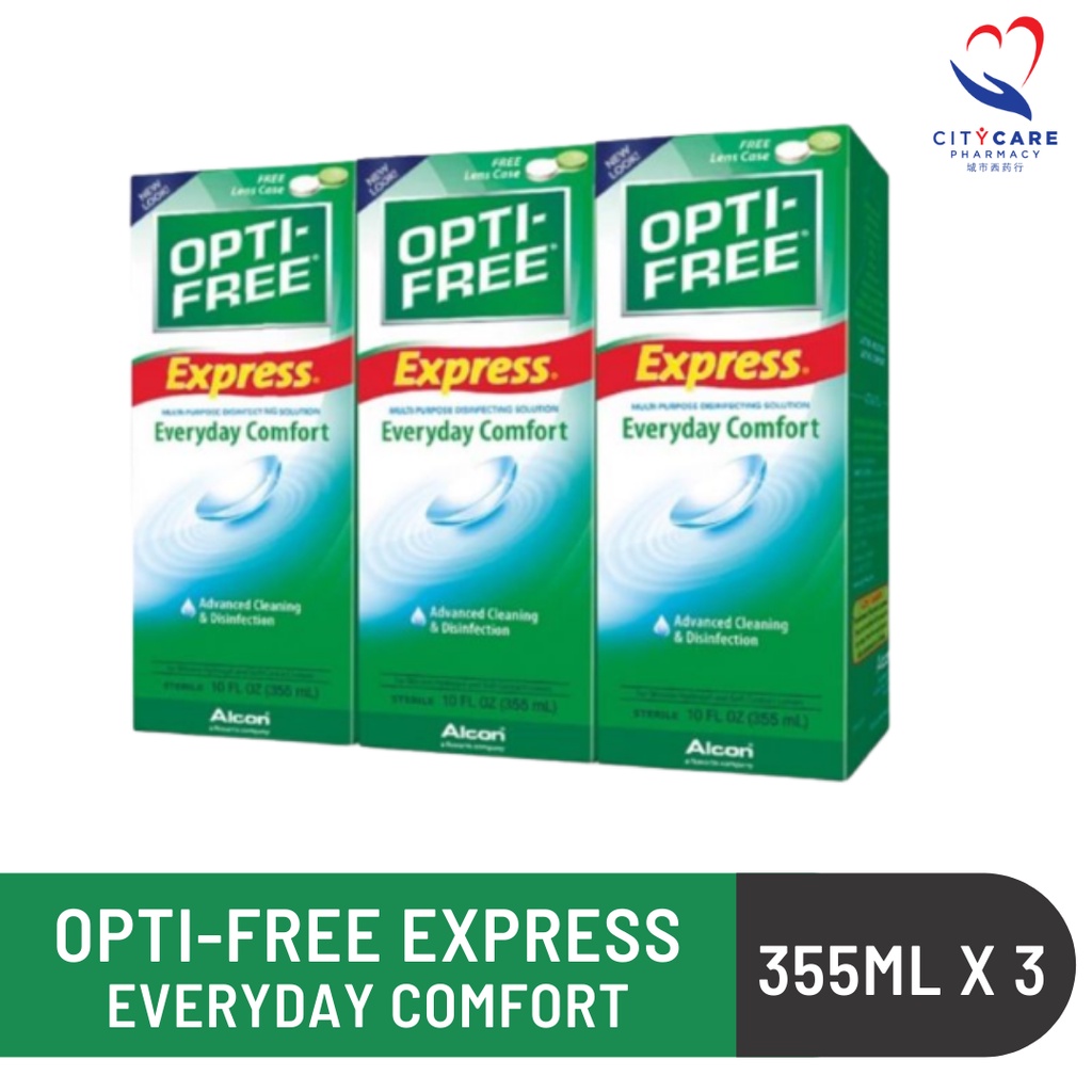 ALCON OPTI-FREE EXPRESS Multi-purpose Disinfecting Solution (355ml x3 ...