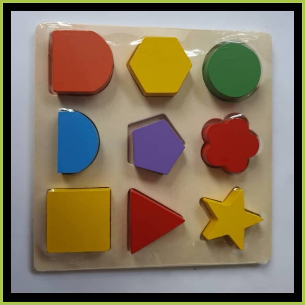 Wooden Geometric Shape Set For Kids Play | Shopee Malaysia