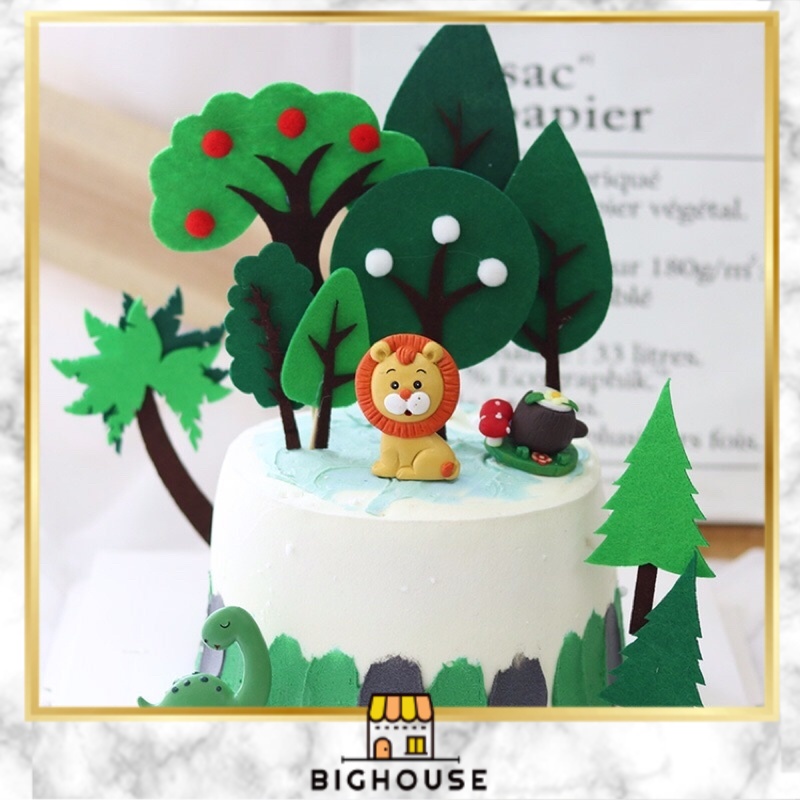 Cake Topper Cute Cake Cake Decoration Trees Jungle Monkey Giraffe Tiger ...