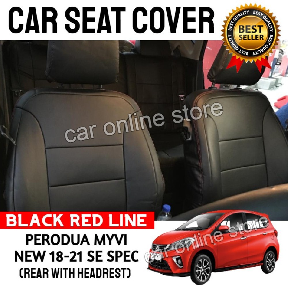 Car Seat Case Cover Perodua Myvi 2018 - 2023 Semi Leather Full Black ...
