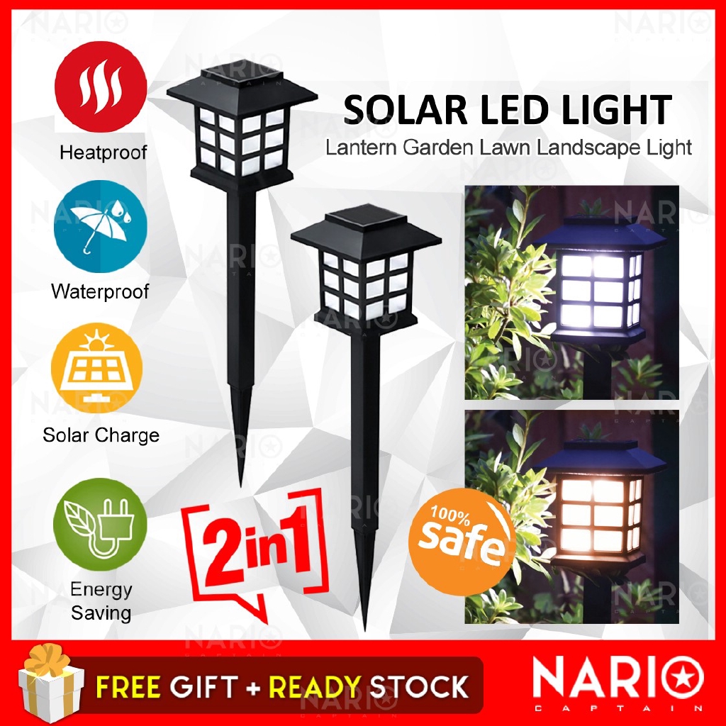 NARIO 2Pcs Cahaya Luaran Led Kuasa Solar Kalis Air Garden Yard Path ...