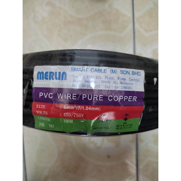 Caramay / Merlin Cable 6mm PVC Insulated Cable 100meter! 100% Pure ...
