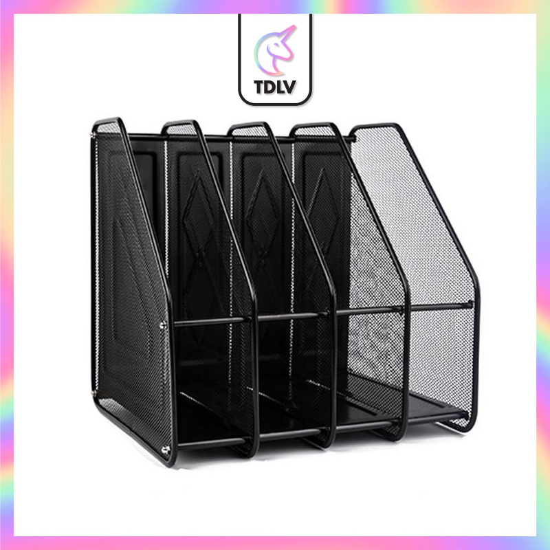 TDLV 4 Compartment Vertical Sorter File Rack File Desk Book Organizer ...
