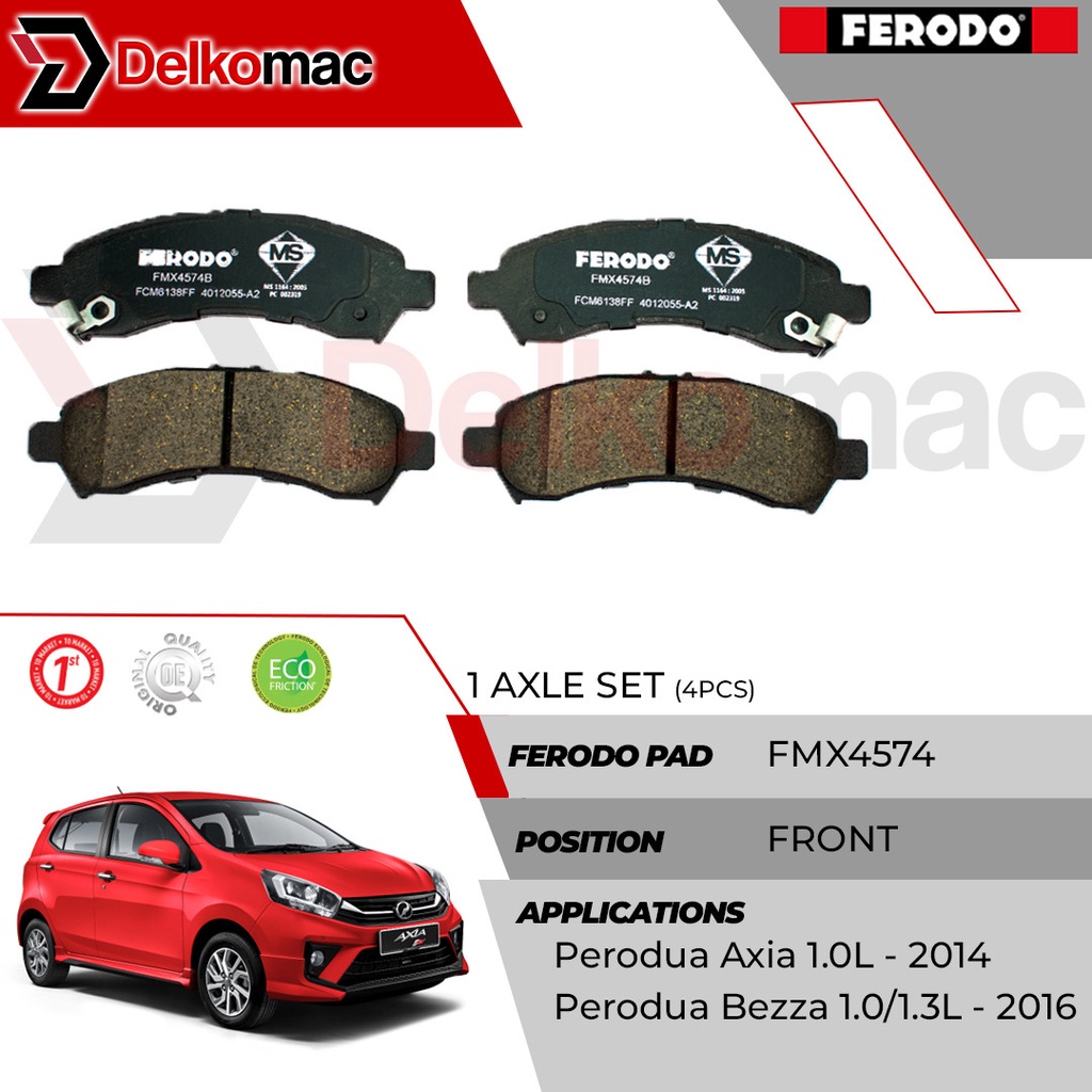 Ferodo Brake Pad Front Perodua Axia 1.0L - 2014 , Bezza 1.0 1.3L - 2016 ...