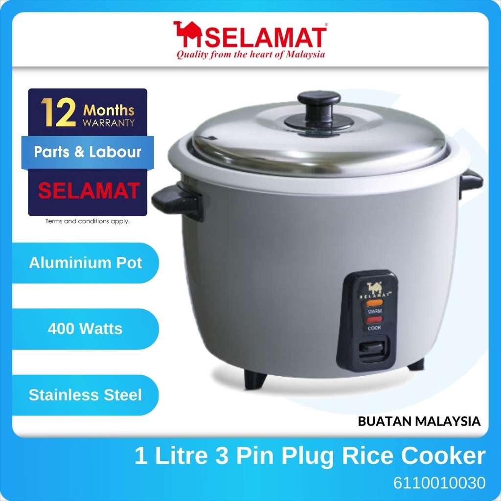 SELAMAT 1 Litre 3 Pin Plug Rice Cooker with High Quality Aluminium ...