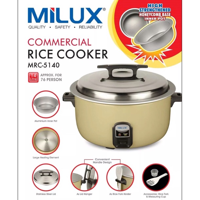 MILUX Electric Commercial Rice Cooker 14L (MRC5140) | Shopee Malaysia