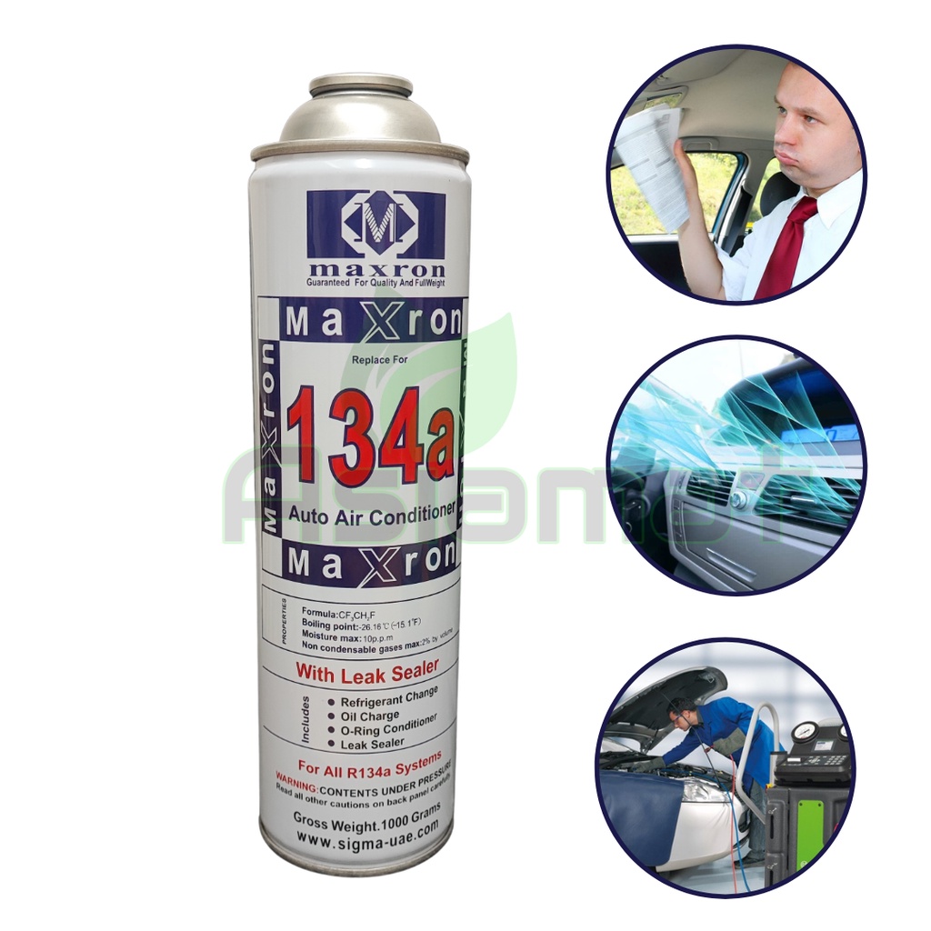 Asiamat Gas r134a r134 134 Maxron 1000g 1kg ready Stok With leak Sealer Freon Refrigant for Car ...