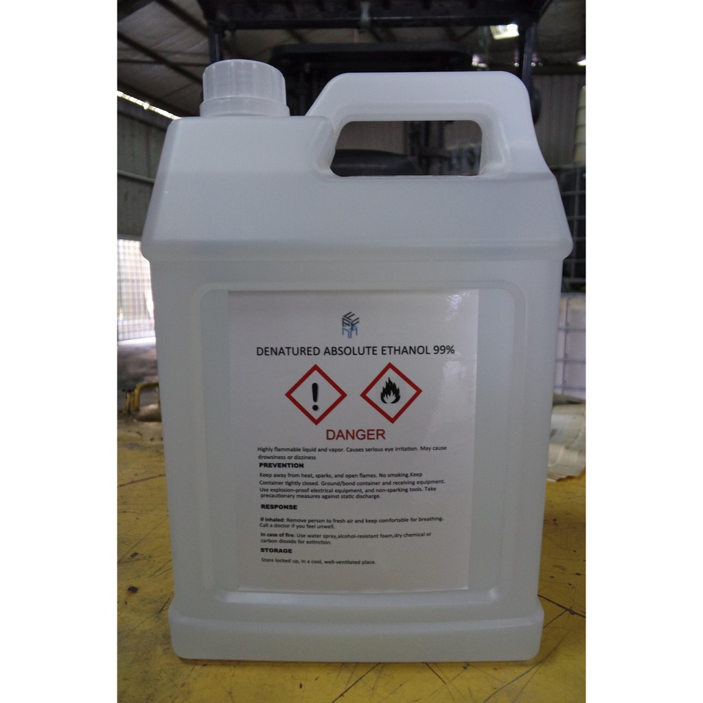 Ethanol Absolute 5 litres / Denatured Ethyl Alcohol 99% / Denaturant With IPA | Shopee Malaysia