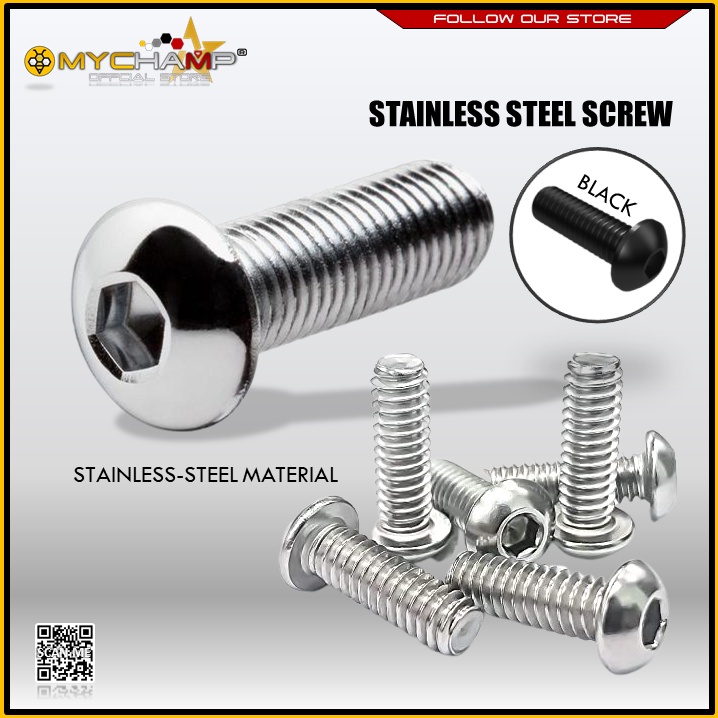 1Pcs M3 Hex Button Head Screw Bolts Mushroom Head Screw Bolts 304 ...