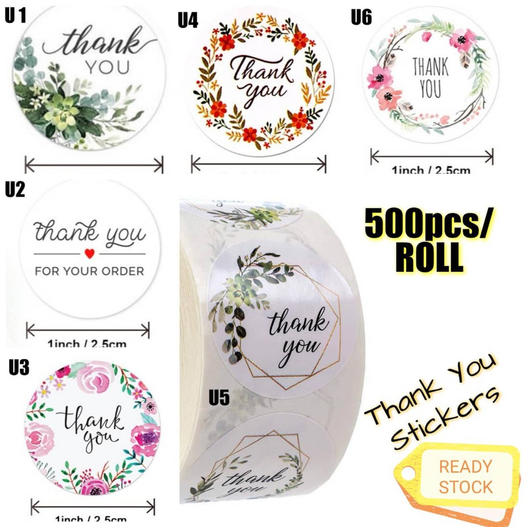 [Ready Stock]500pcs/Roll Thank You Sticker / Seal Label / Sticker ...
