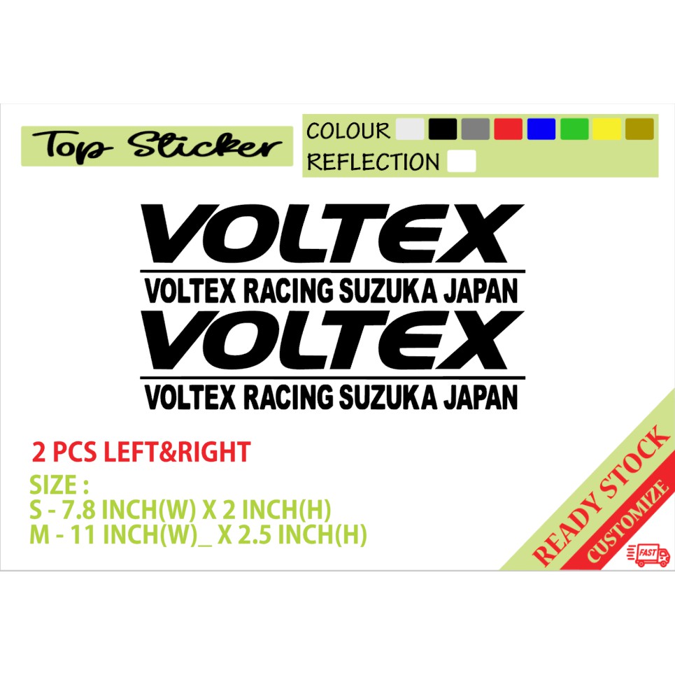 2 PCS VOLTEX GT WING STICKER MYVI AXIA ALZA BEZZA SAGA EXORA PERSONA ...
