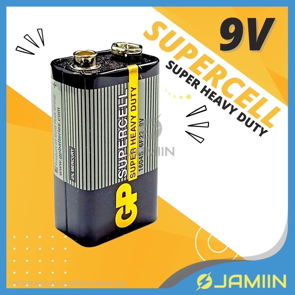 [ 1PC ] 9V GP SUPERCELL Super Heavy Duty Battery Long Lasting Battery ...