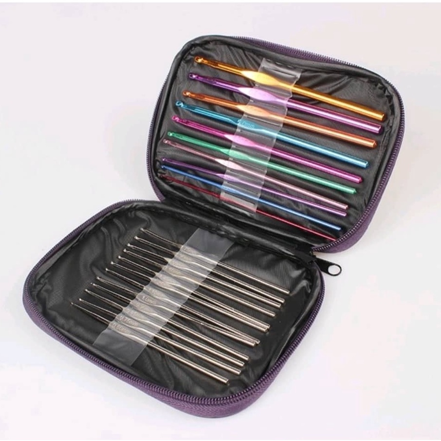Jarum Kait Set 22 pcs / Crochet Hook Set Yarn Knitting Needles 22 pcs ...