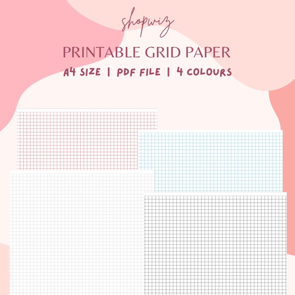 Printable Square Grid Paper [PDF FILE] | A4 Size | 4 Color Available ...