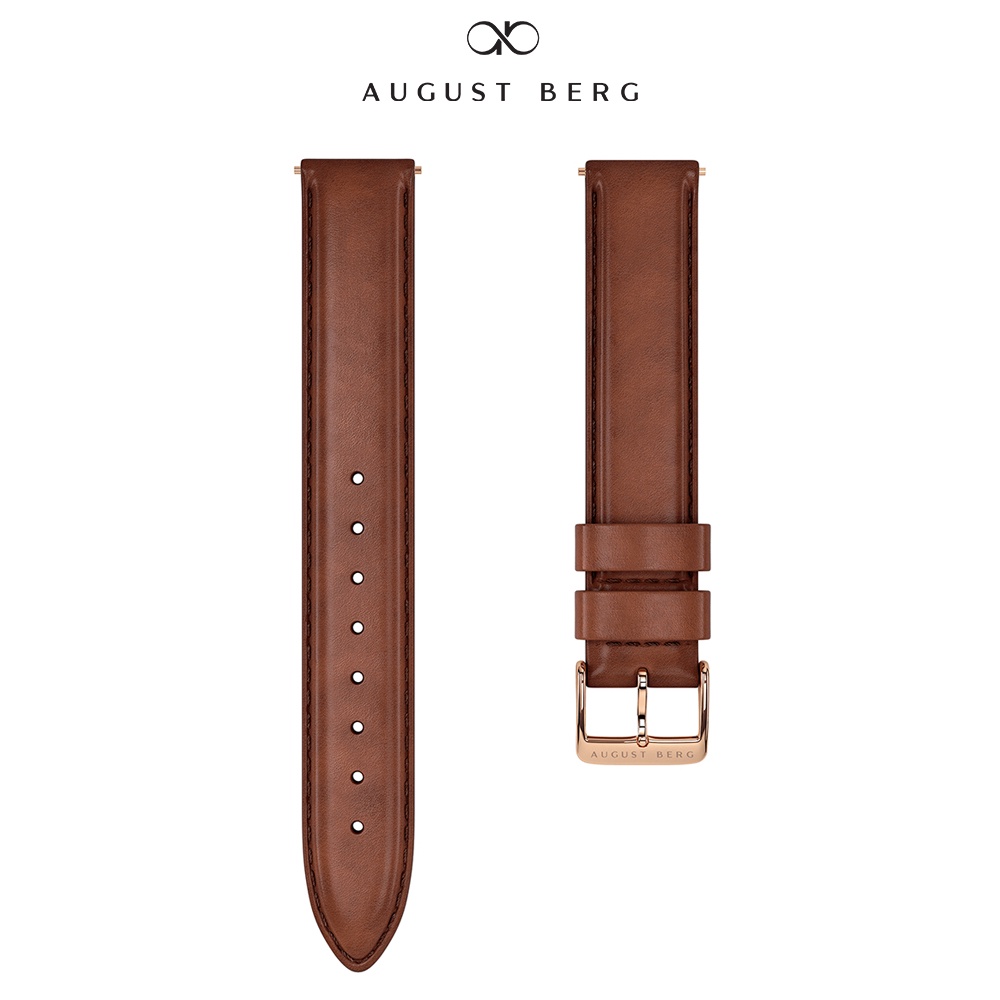August Berg Dark Brown Leather Gold Buckle Watch Strap | Shopee Malaysia