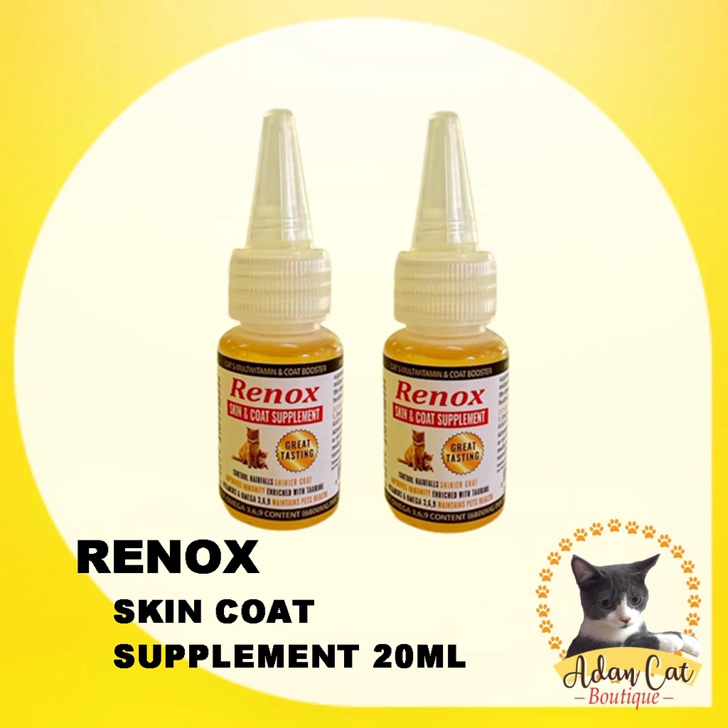 Renox Skin & Coat Supplement 20ml for Cat Multivitamin & Coat Booster ...