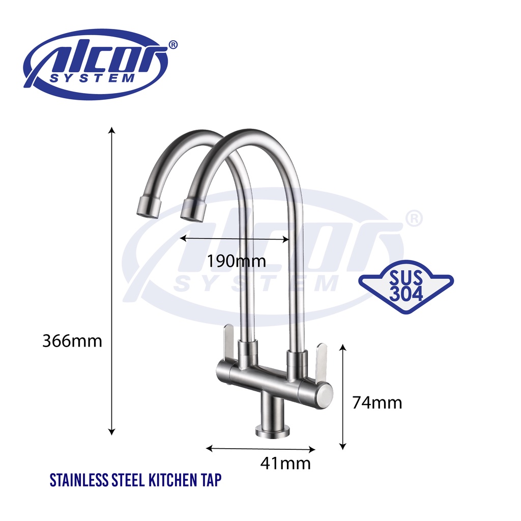 Alcor System 304 Stainless Steel Sink Tap / Kitchen Accessories/ Sinki ...