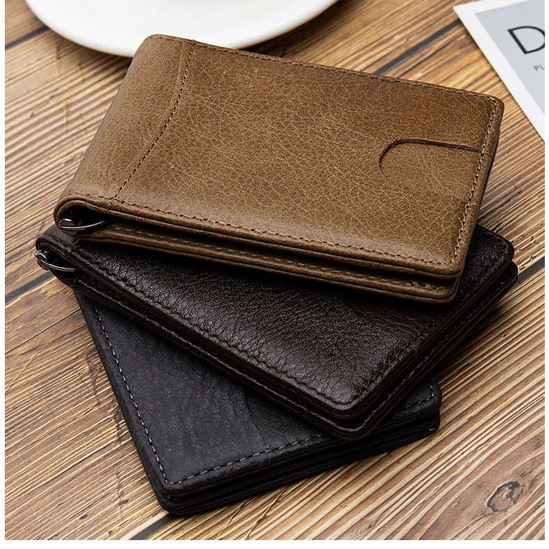 Money clip For Men Leather Card Holder Wallet Rfid Mini Short Wallet ...