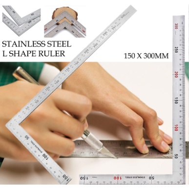 MKR L SHAPE RULER STAINLESS STEEL 150x300MM / 250x500MM Square Angle ...