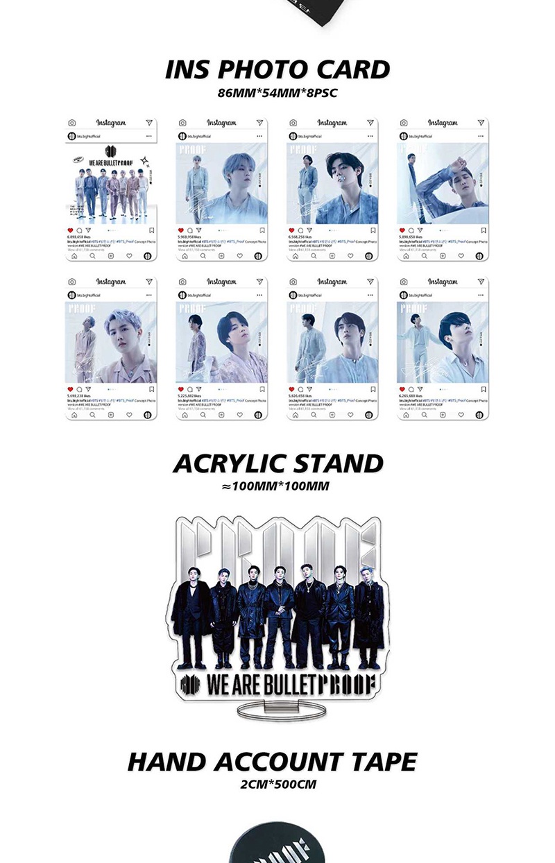 BTS Album proof surrounding support gift bag stand-up keychain sticker ...