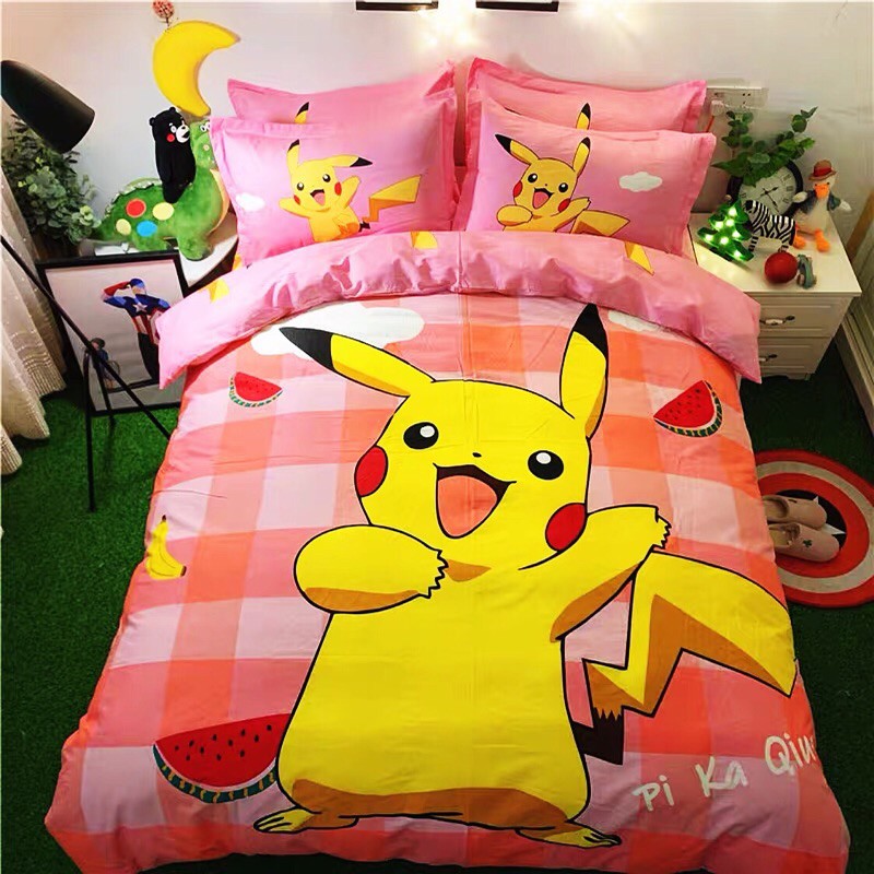 Pokemon Cute Pikachu Cartoon Design 100% High Quality Cotton 4 Pieces ...