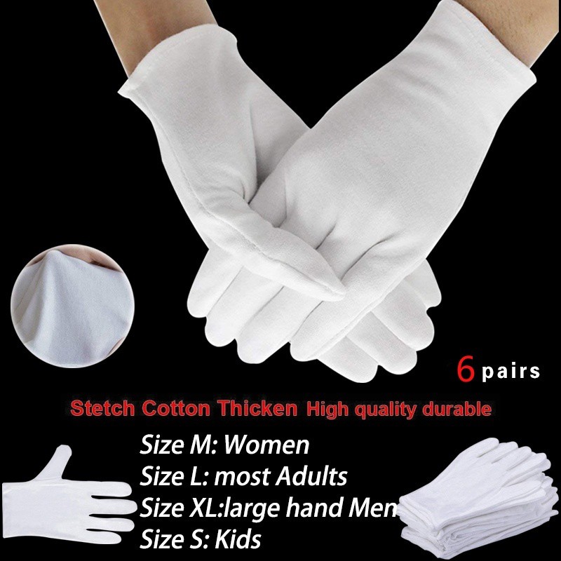 6 Pairs Handling Work Hands Protector Soft Costume Jewellery Cotton ...