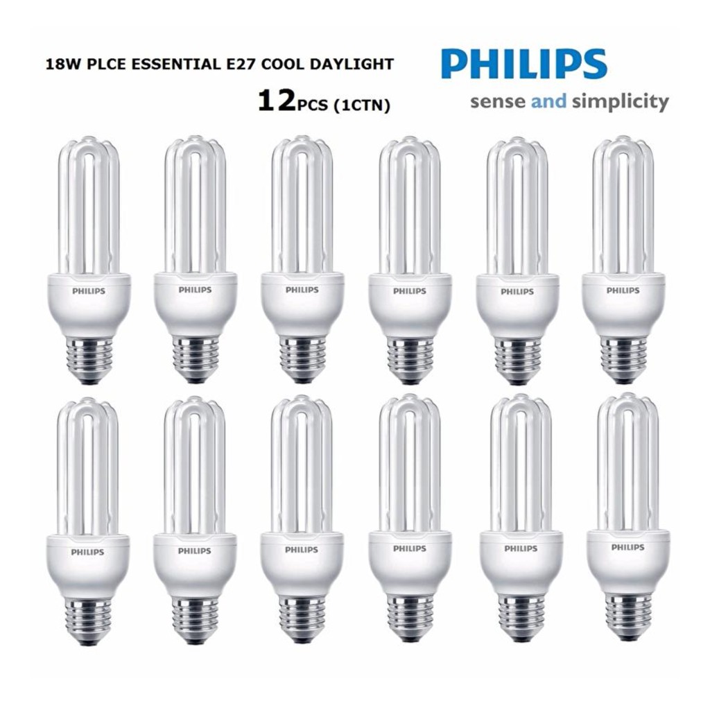 12PCS x Philips 18w PLCE Essential bulb E27 Cool Daylight | Shopee Malaysia