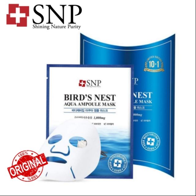 100% ORIGINAL 🇰🇷 Korea SNP Bird’s Nest Aqua Ampoule Mask Per sheets ...