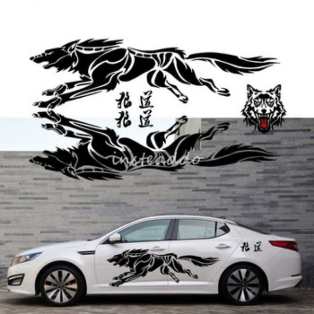 Car body sticker Wolf Car Full Design flame wrapping side front bumper ...
