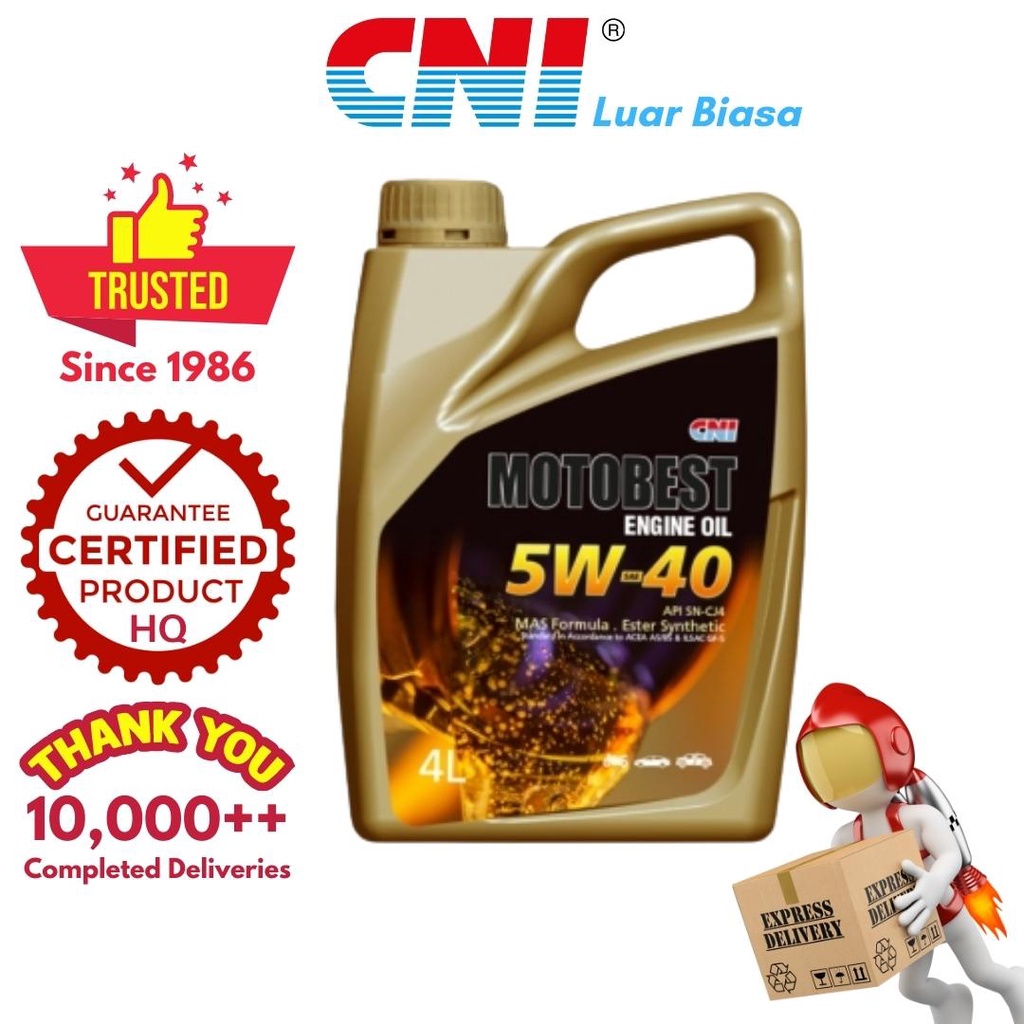 CNI Motobest Engine Oil Gold 5W-40 (4L) - Metal Treatment, Additives ...