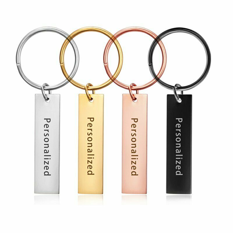 Free Engrave!DIY Personalized Stainless Steel Keychain Keyring Custom ...