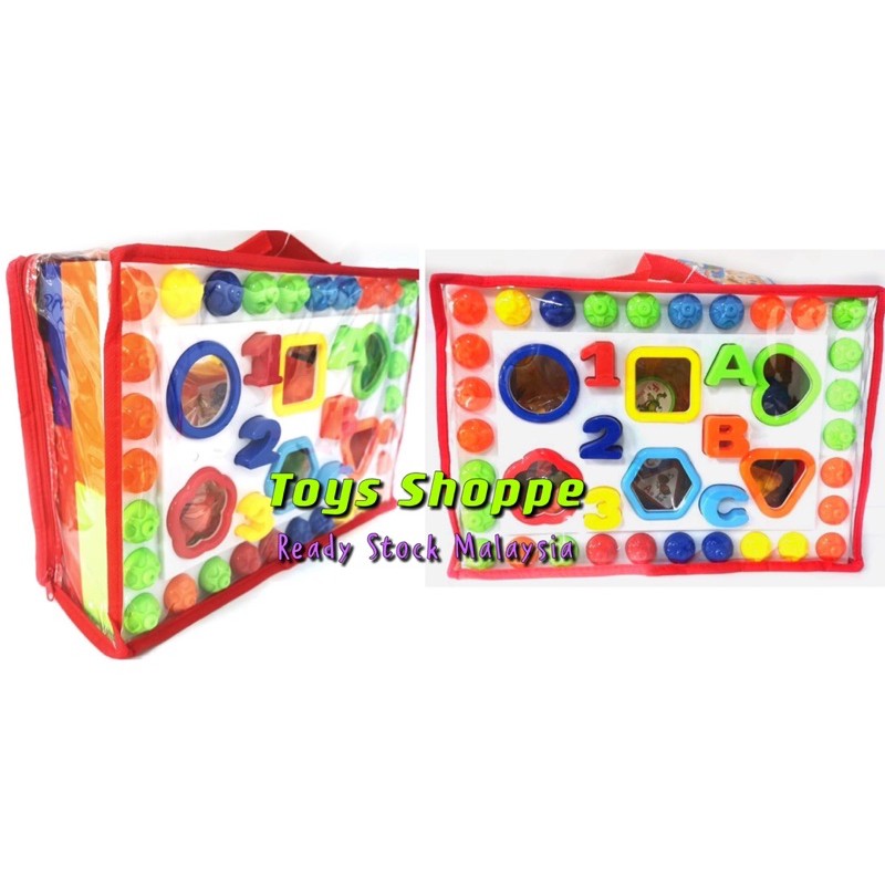 🔺🔸🟡🔴Shape and Number Sorting Block Box Early Education Mainan Kanak ...