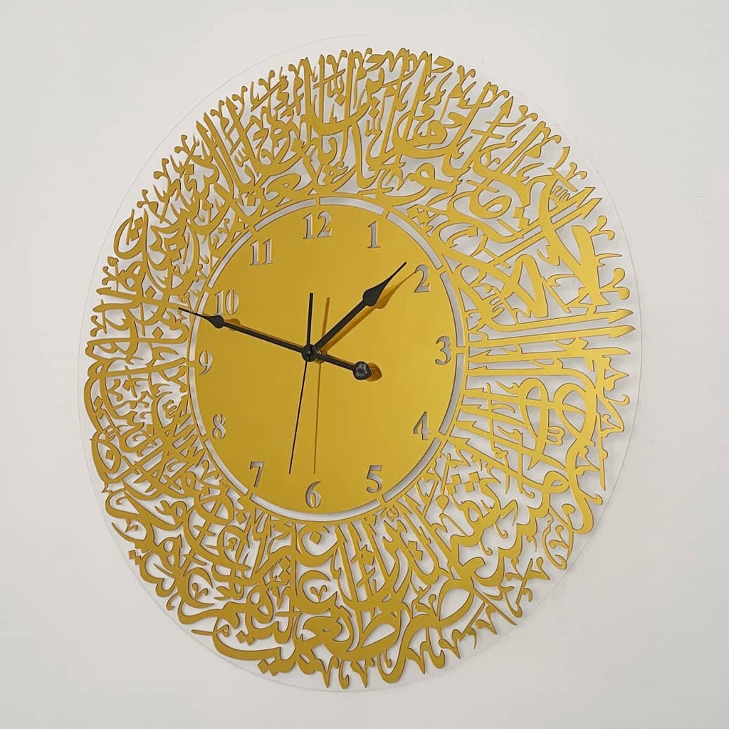 Jam Dinding Khat Gold clock islamic Jam Rumi Khat Kufi Wall Art acrylic ...