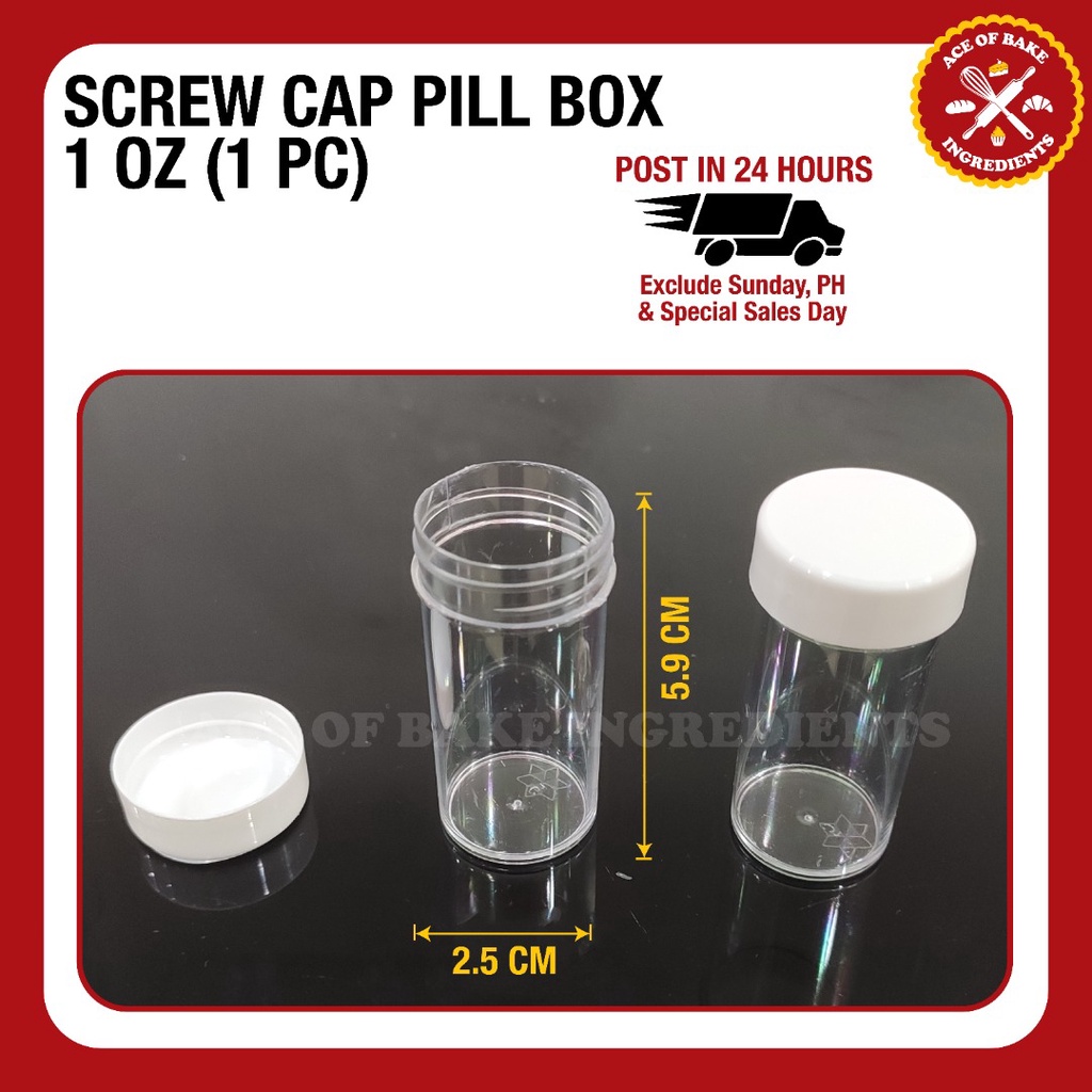 1oz Empty Pill Box with White/Transparent Screw cap | Empty plastic Wh ...