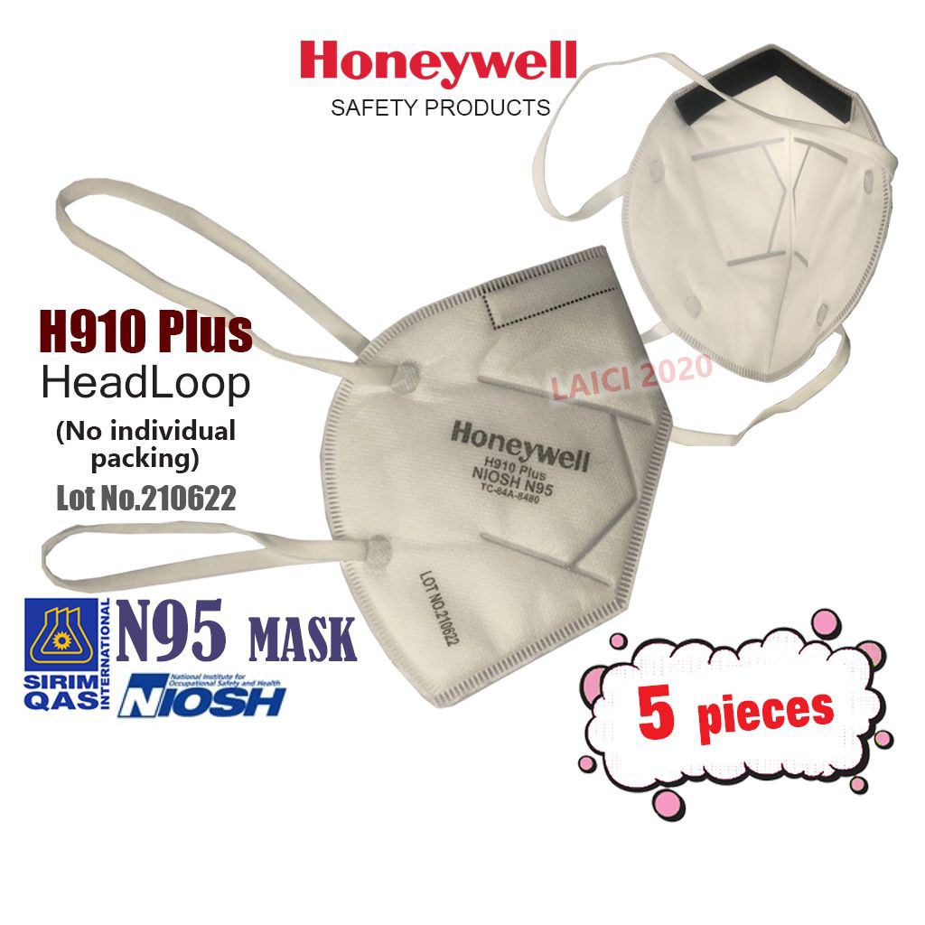 HONEYWELL N95 Folded Disposable H910 PLUS Mask 5 Pieces/Pack , NIOSH Approval (READY STOCK ...